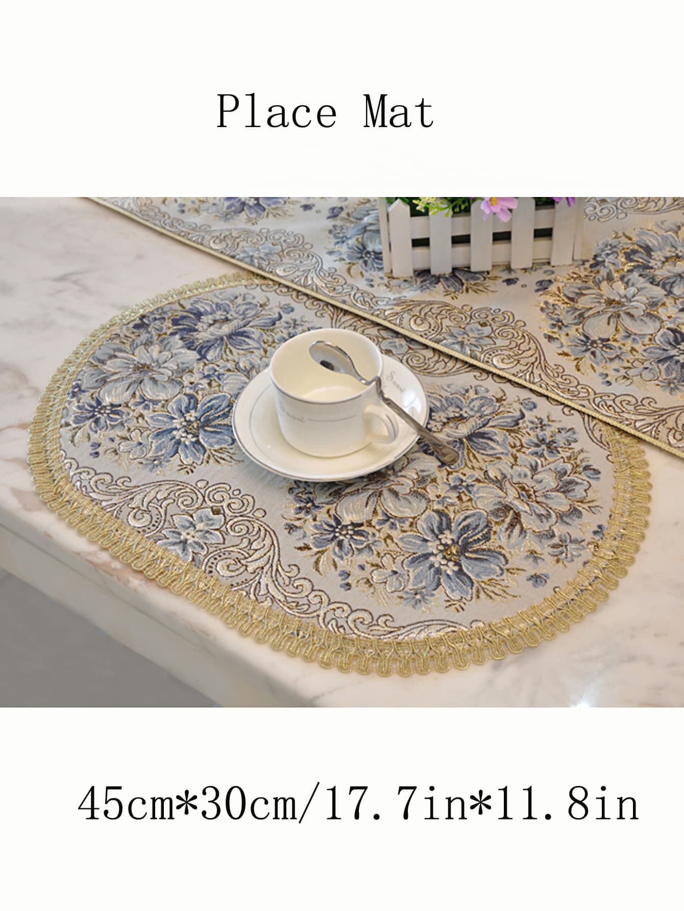 1pc Jacquard Floral Pattern Tassel Decor Table Runner, Boho Polyester ...