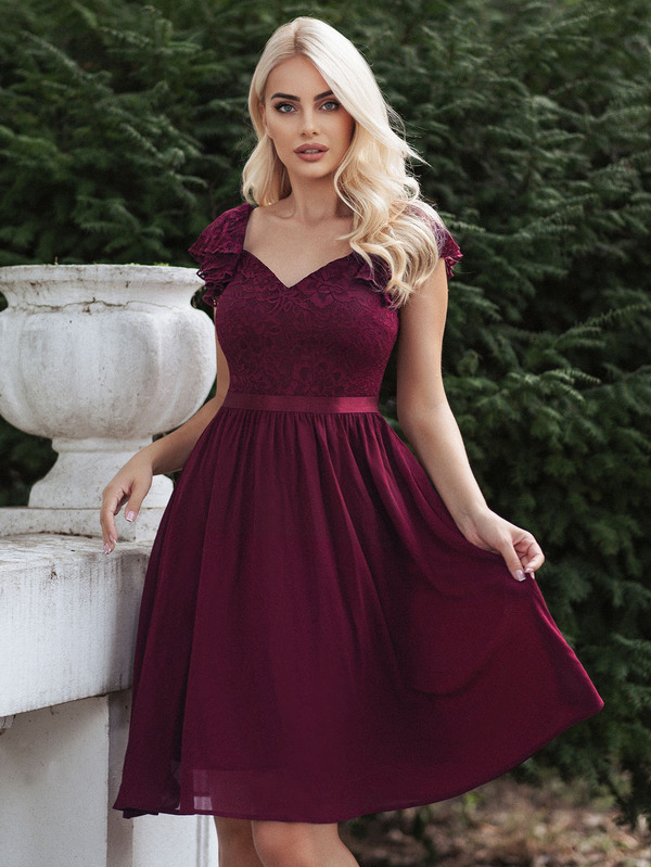 Miusol Contrast Lace Sweetheart Neck Dress Shein Usa
