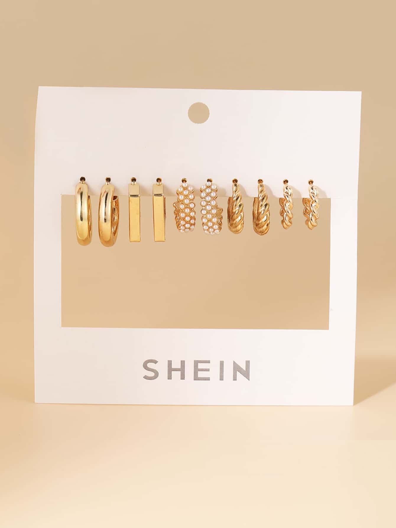 5pairs Faux Pearl Decor Cuff Hoop Earrings | SHEIN USA