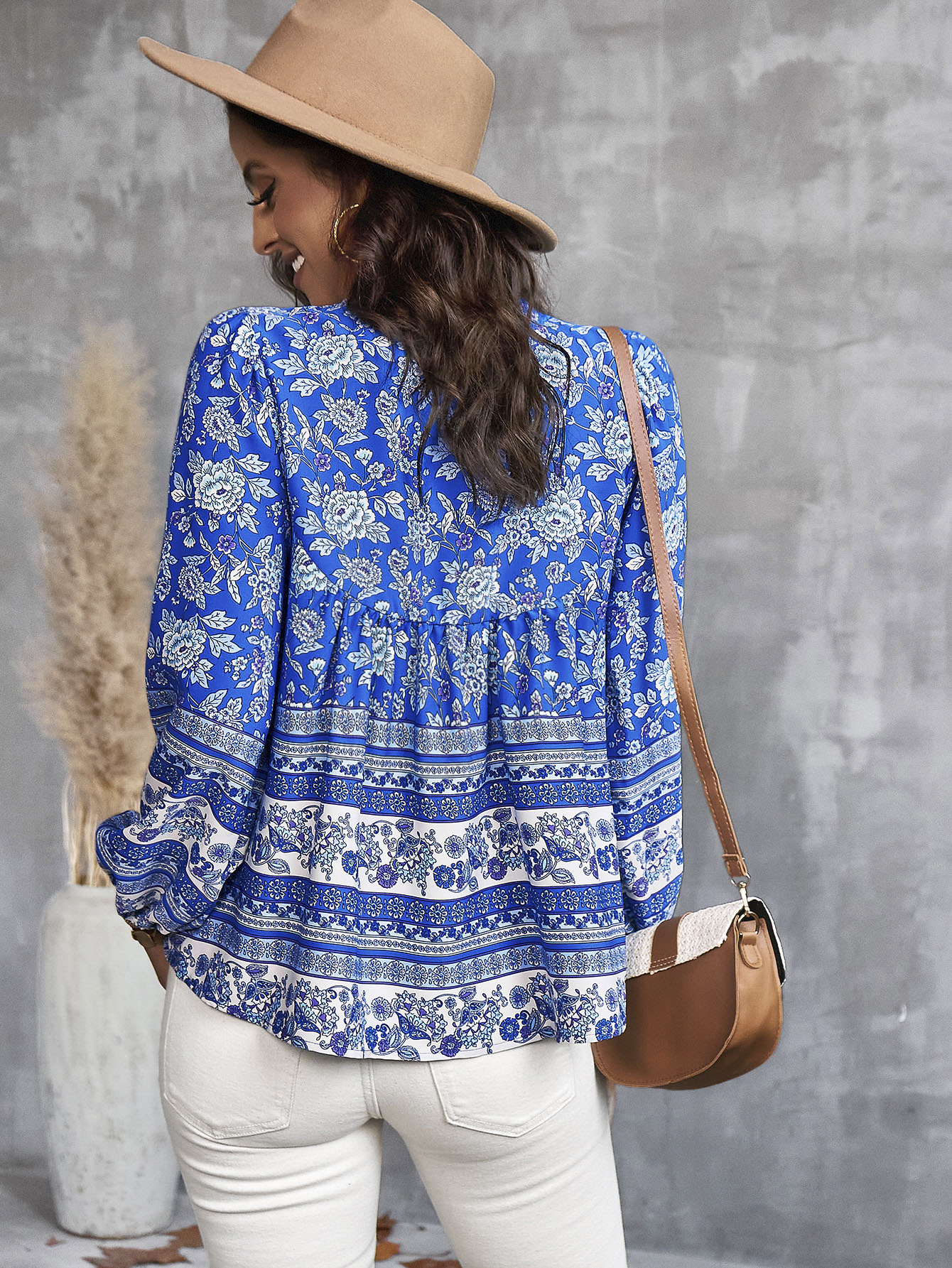 Floral Print Button Front Blouse Shein Uk