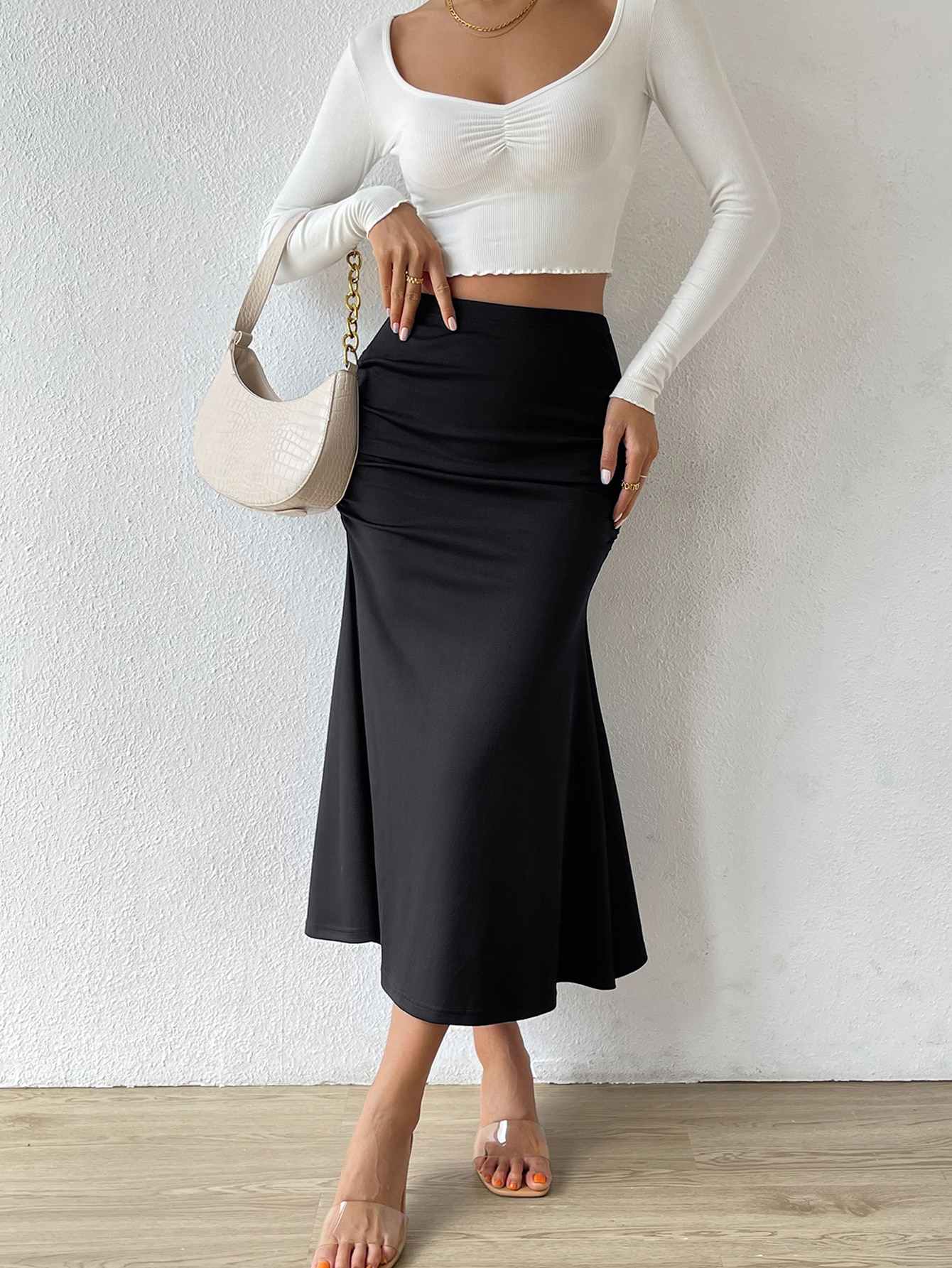 SHEIN Privé High Waist Mermaid Hem Skirt | SHEIN USA
