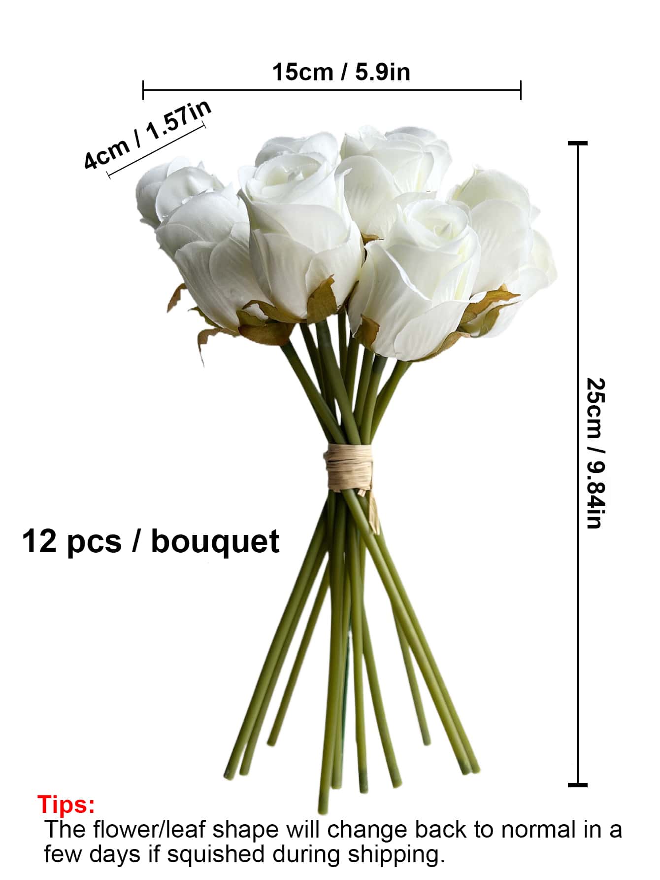 1 peça/12 peças Flores Artificiais de Rosa Hastes de Seda Buquê de ...