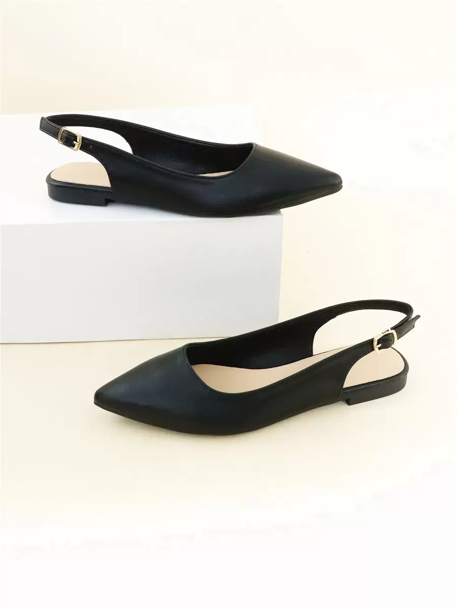 Women's Elegant Low-cut Flat Shoes With Pointed Toe And Open Heel ...