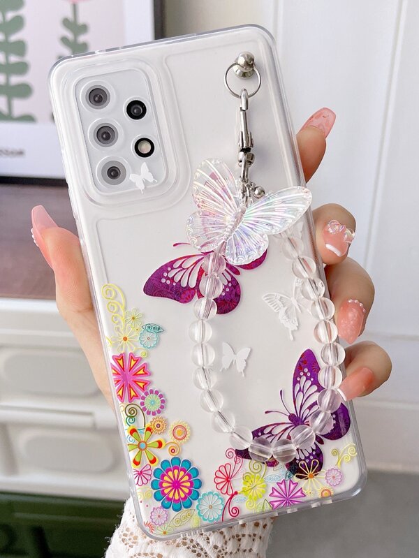 Funda de celular transparente con estampado de mariposa & de flor ...