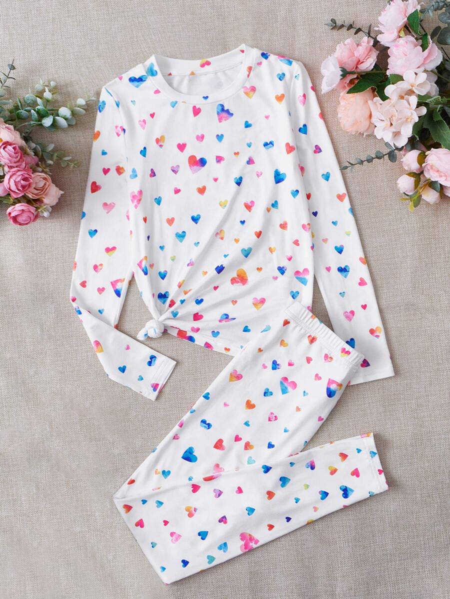 SHEIN Tween Girls' Casual Knit Digital Print Round Neck Long Sleeve ...