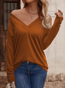 SHEIN LUNE Button Detail Drop Shoulder Tee | SHEIN USA