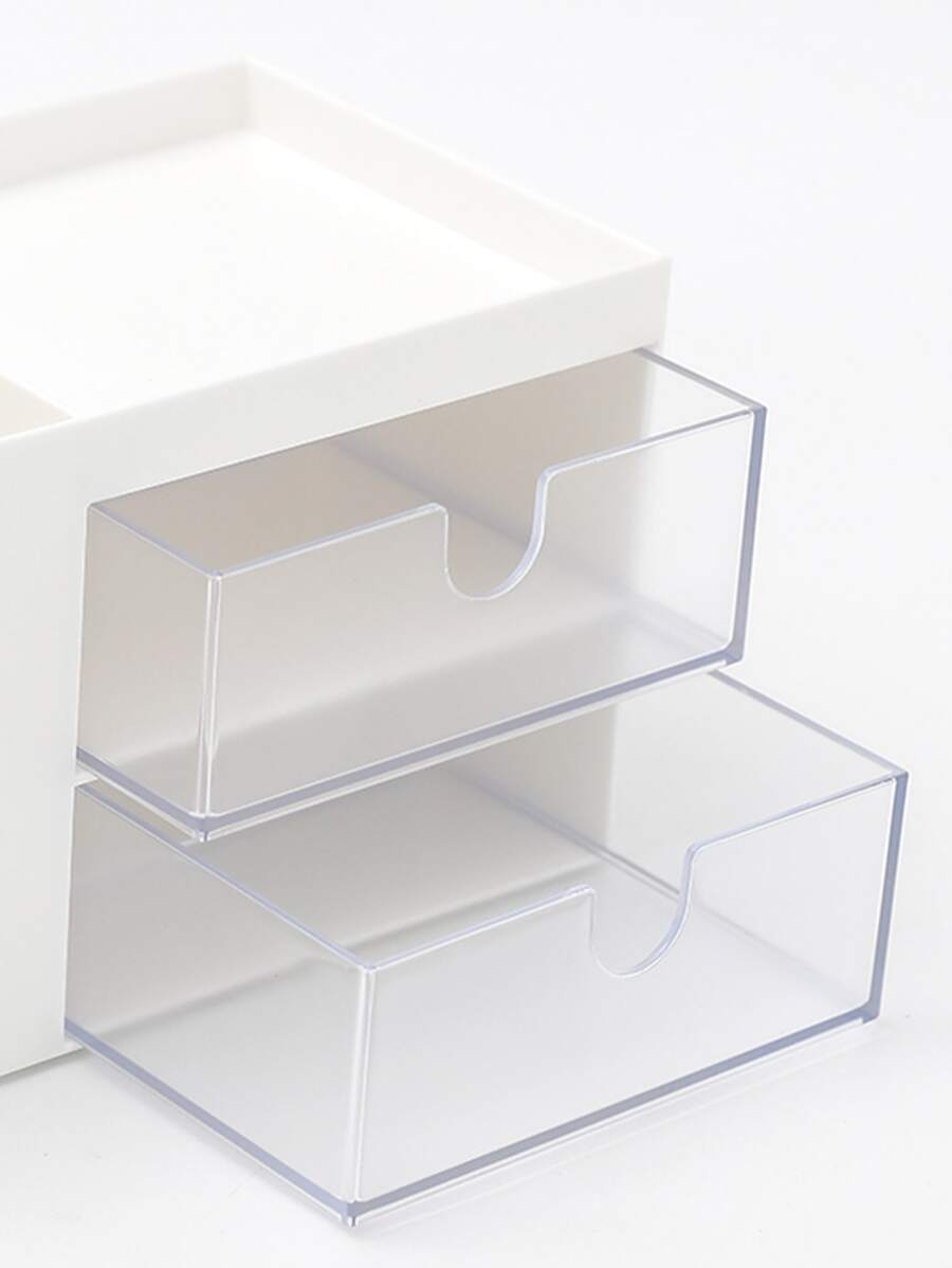 1pc Plastic Multifunction Desktop Storage Box,Drawer Type White Skin ...
