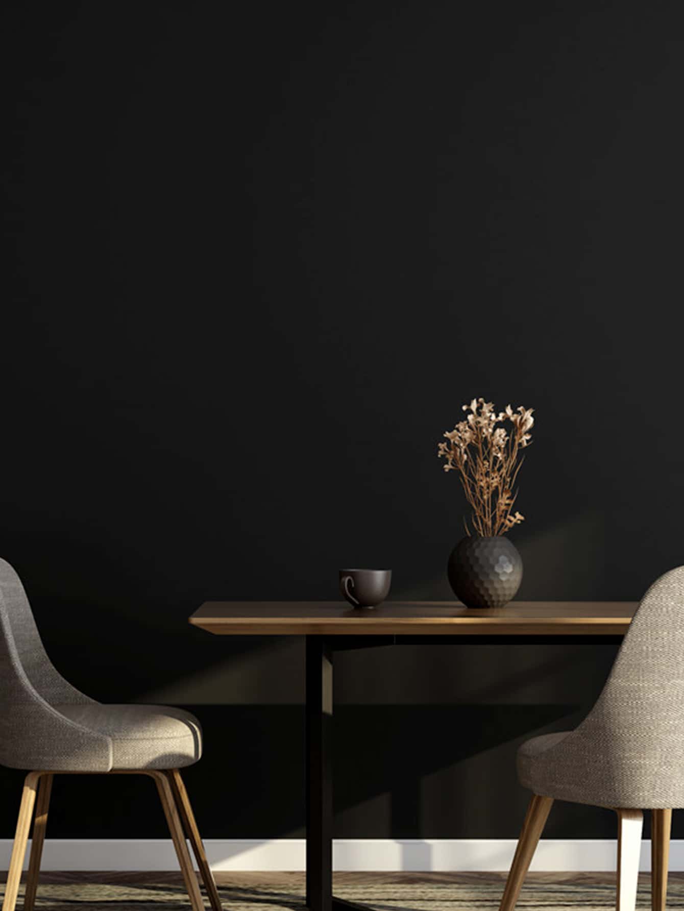 1pc Plain Wall Paper, Black PVC Waterproof Self Adhesive Wall Sticker ...