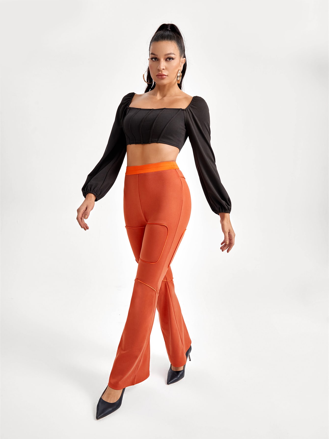 GOD.like High Waist Flare Leg Pants | SHEIN USA