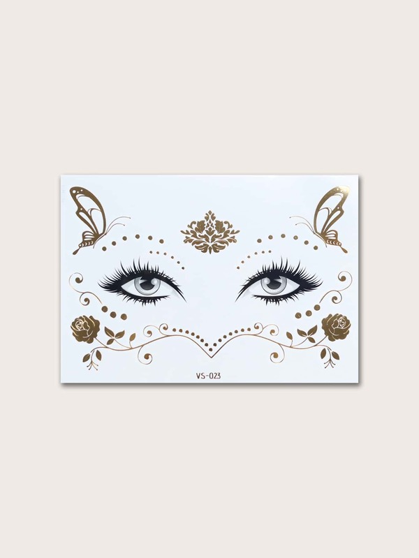8sheets Floral Print Face Tattoo Sticker | SHEIN USA
