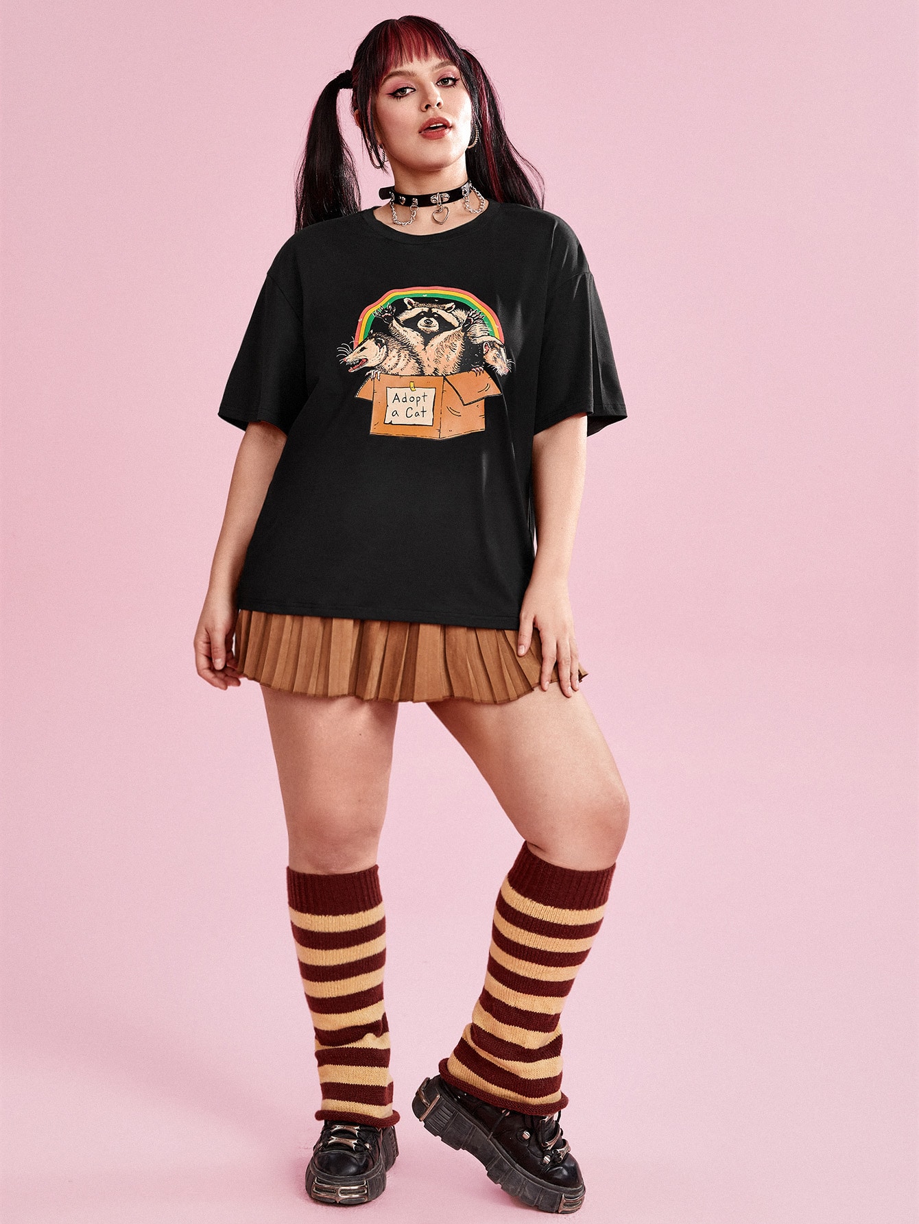 ROMWE X Vincenttrinidadart Plus Cartoon Graphic Drop Shoulder Tee ...