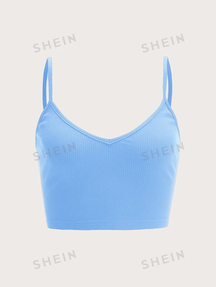 SHEIN EZwear Solid Rib-knit Cami Top | SHEIN UK