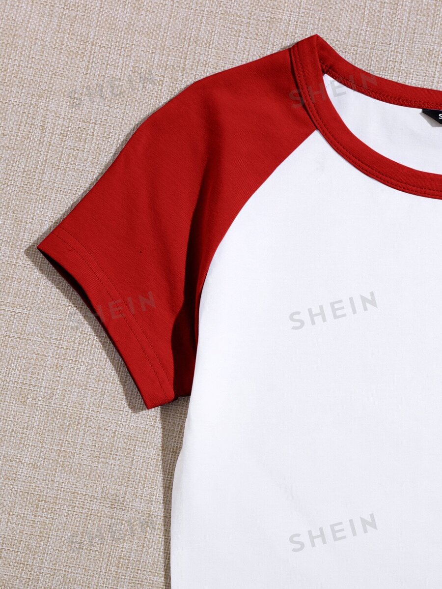 Shein Ezwear Raglan Sleeve Two Tone Crop Top Shein Eur