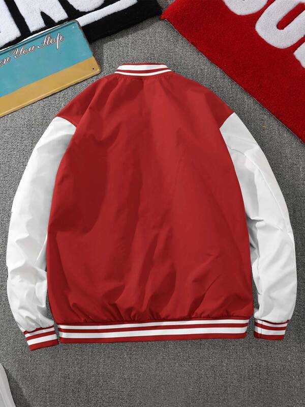 Manfinity Sporsity Men Colorblock Slogan Graphic Varsity Jacket | SHEIN USA