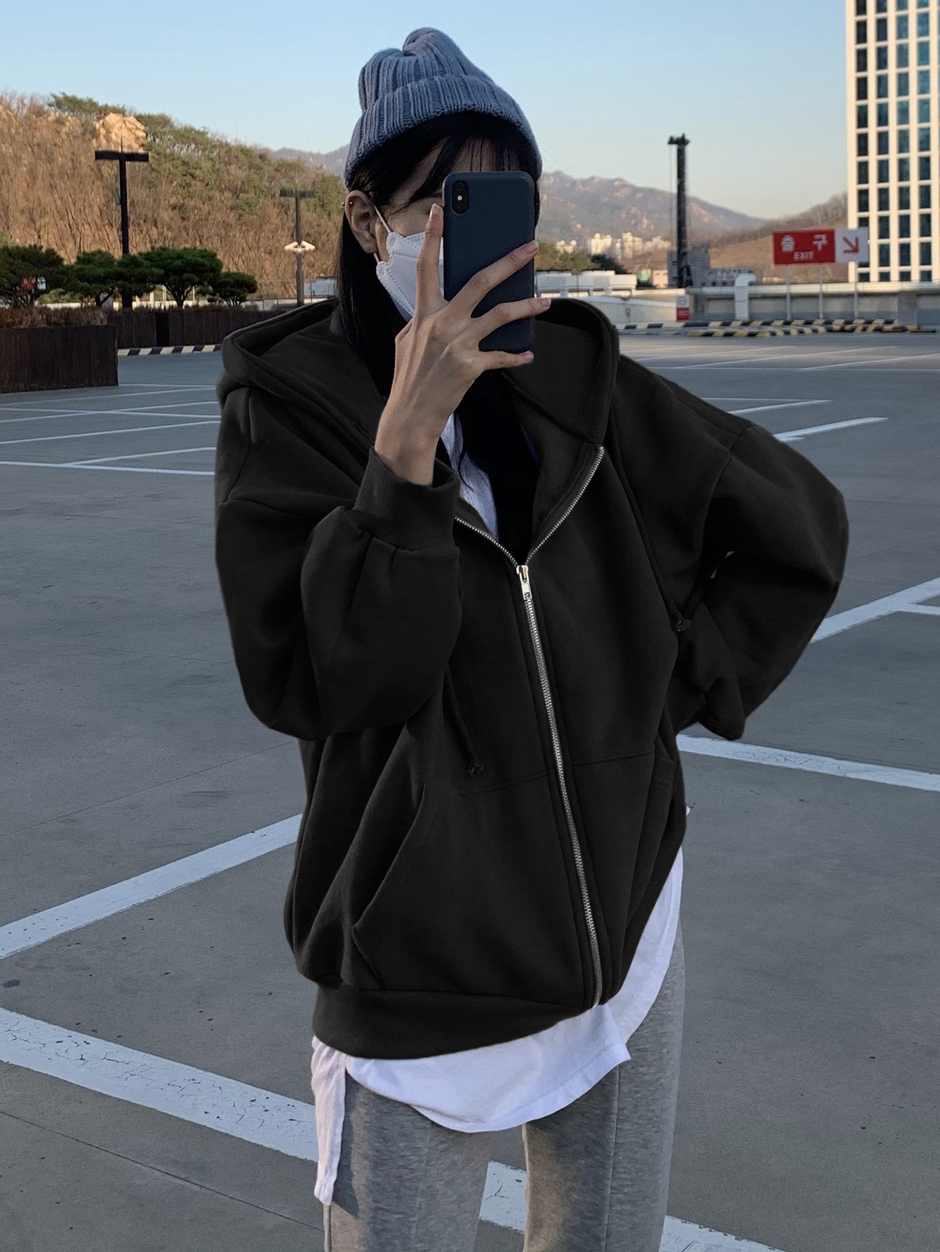 Dazy-Less Sudadera Con Capucha Térmica Con Cremallera Y Cordón De ...