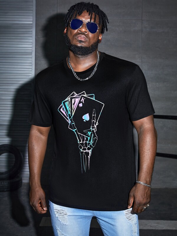 Manfinity LEGND Men Skeleton Hand & Playing Card Print Tee | SHEIN USA