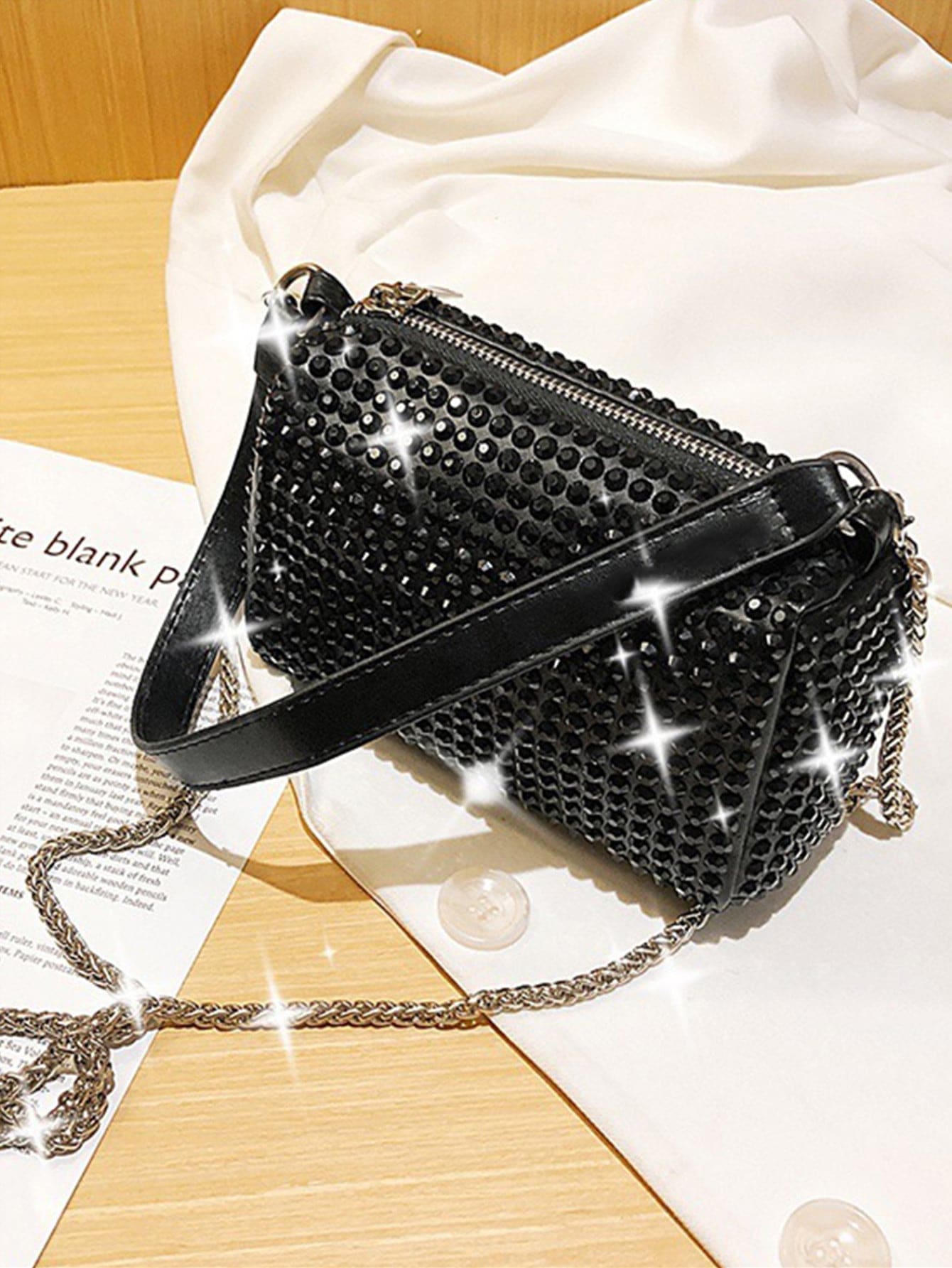 Yogodlns Mini Rhinestone Decor Chain Bucket Bag | SHEIN USA