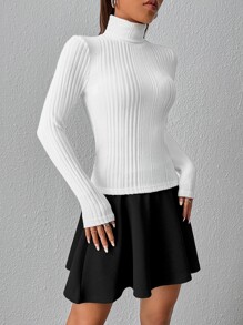 SHEIN PETITE Turtle Neck Tee & Flare Skirt | SHEIN USA