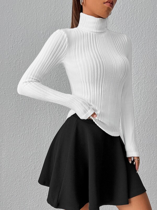 SHEIN PETITE Turtle Neck Tee & Flare Skirt | SHEIN USA