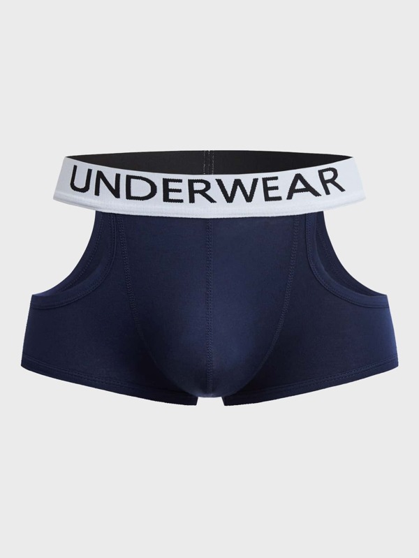 Men Cut Out Contrast Letter Tape Boxer Brief | SHEIN UK