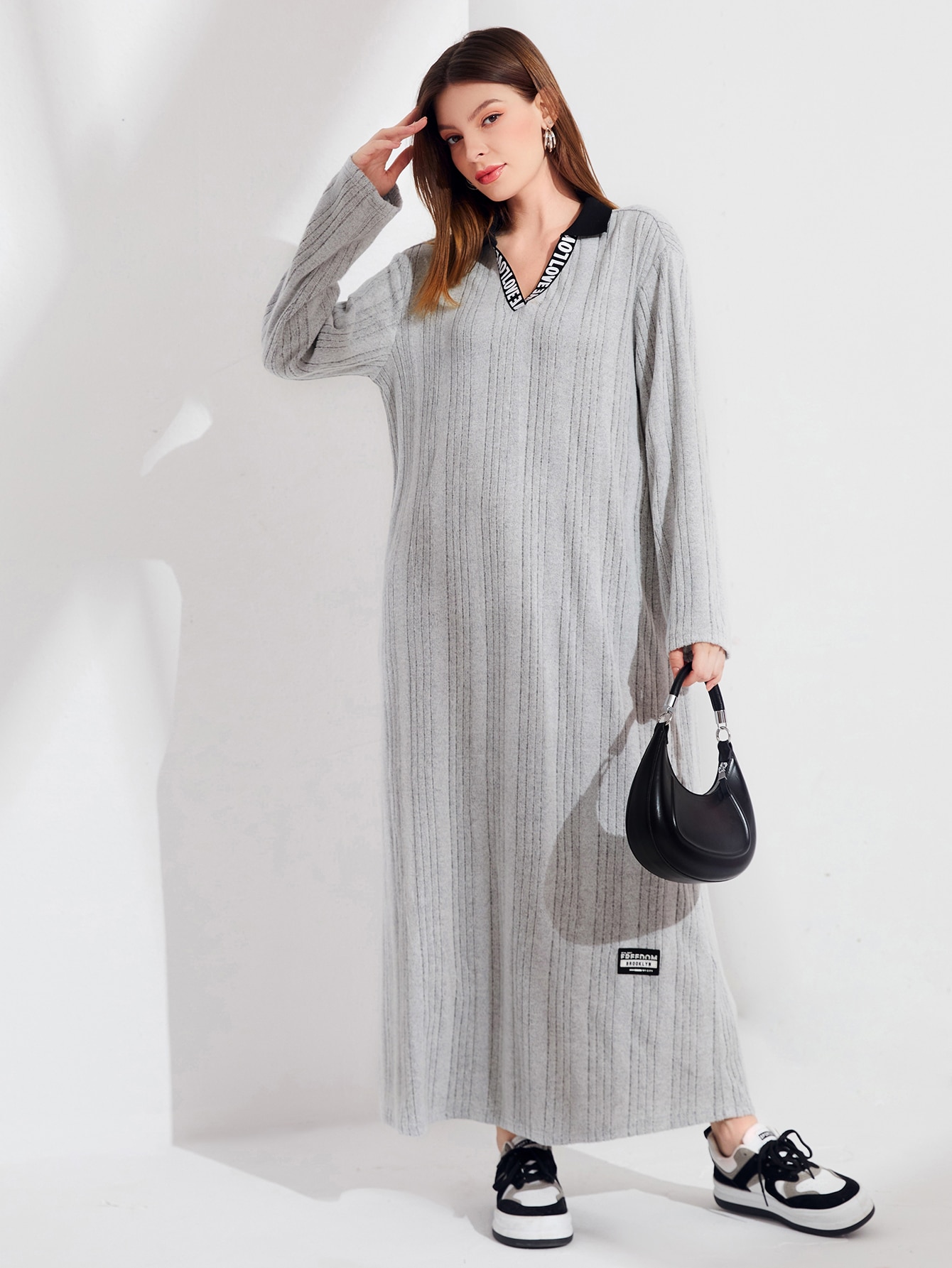 Shein Mulvari Letter Graphic Contrast Collar Dress Shein Usa