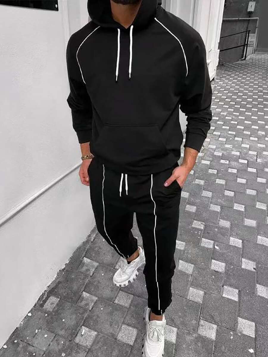 Manfinity Men Contrast Piping Drawstring Hoodie & Sweatpants | SHEIN USA
