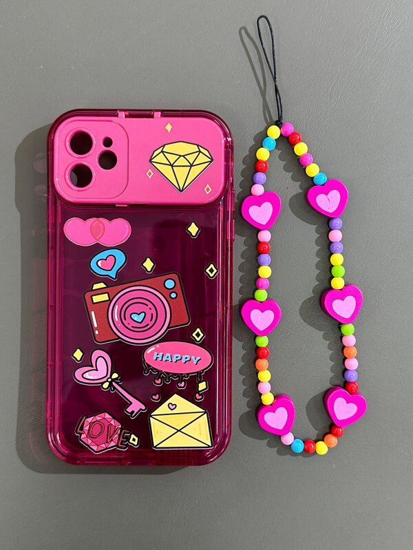 Coque de téléphone graphique lettre avec lanière compatible avec iPhone15/15Plus/15Pro/15Promax ...