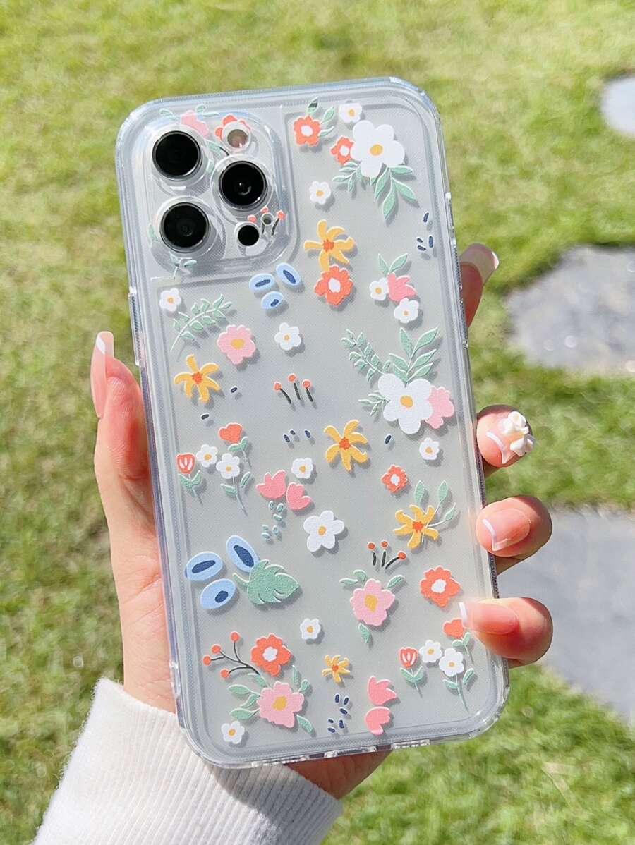 Flower Print Clear Phone Case | SHEIN USA