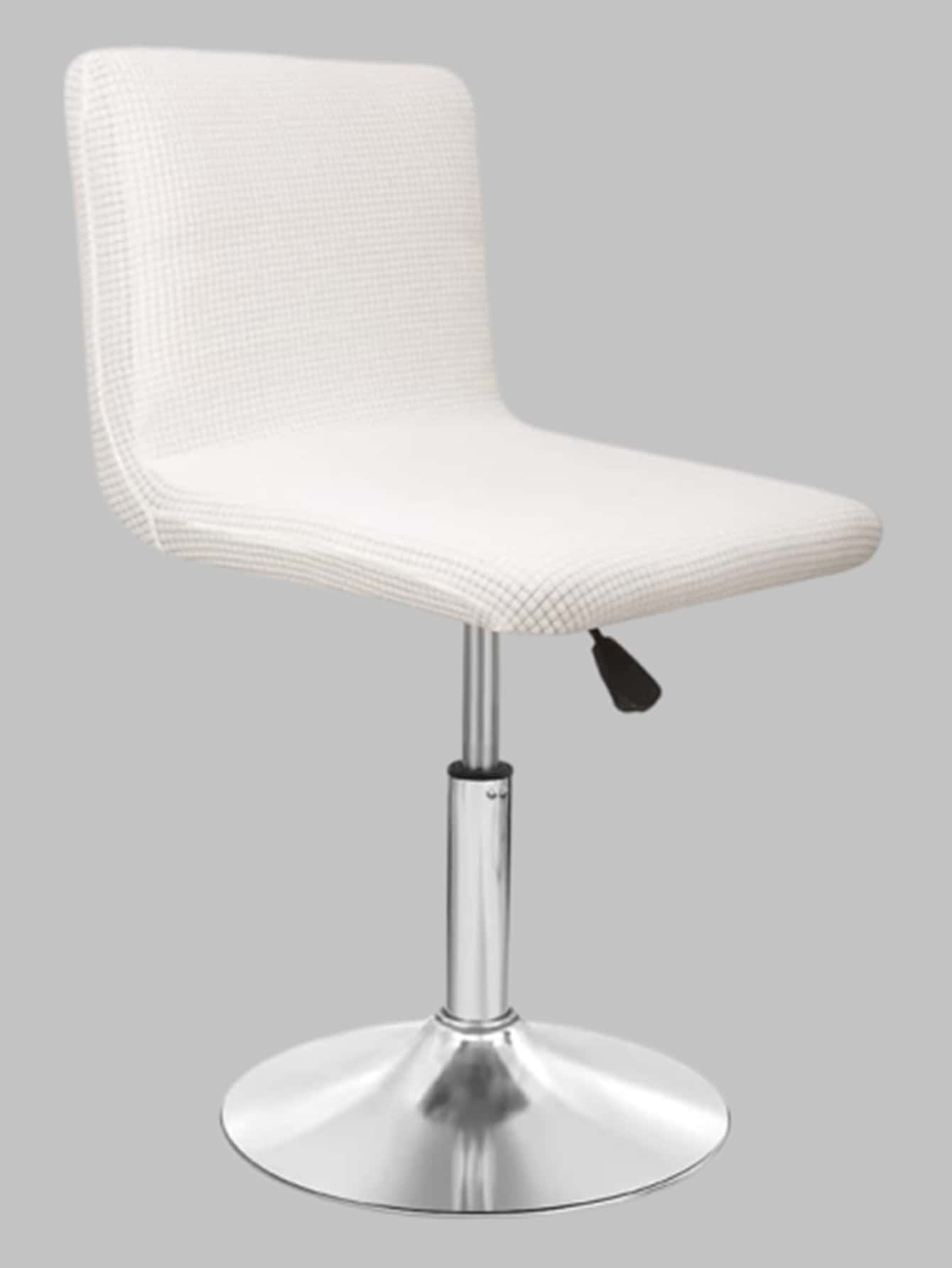 1pc Solid Stretchy Chair Slipcover, White Simple Low Back Stool Cover ...