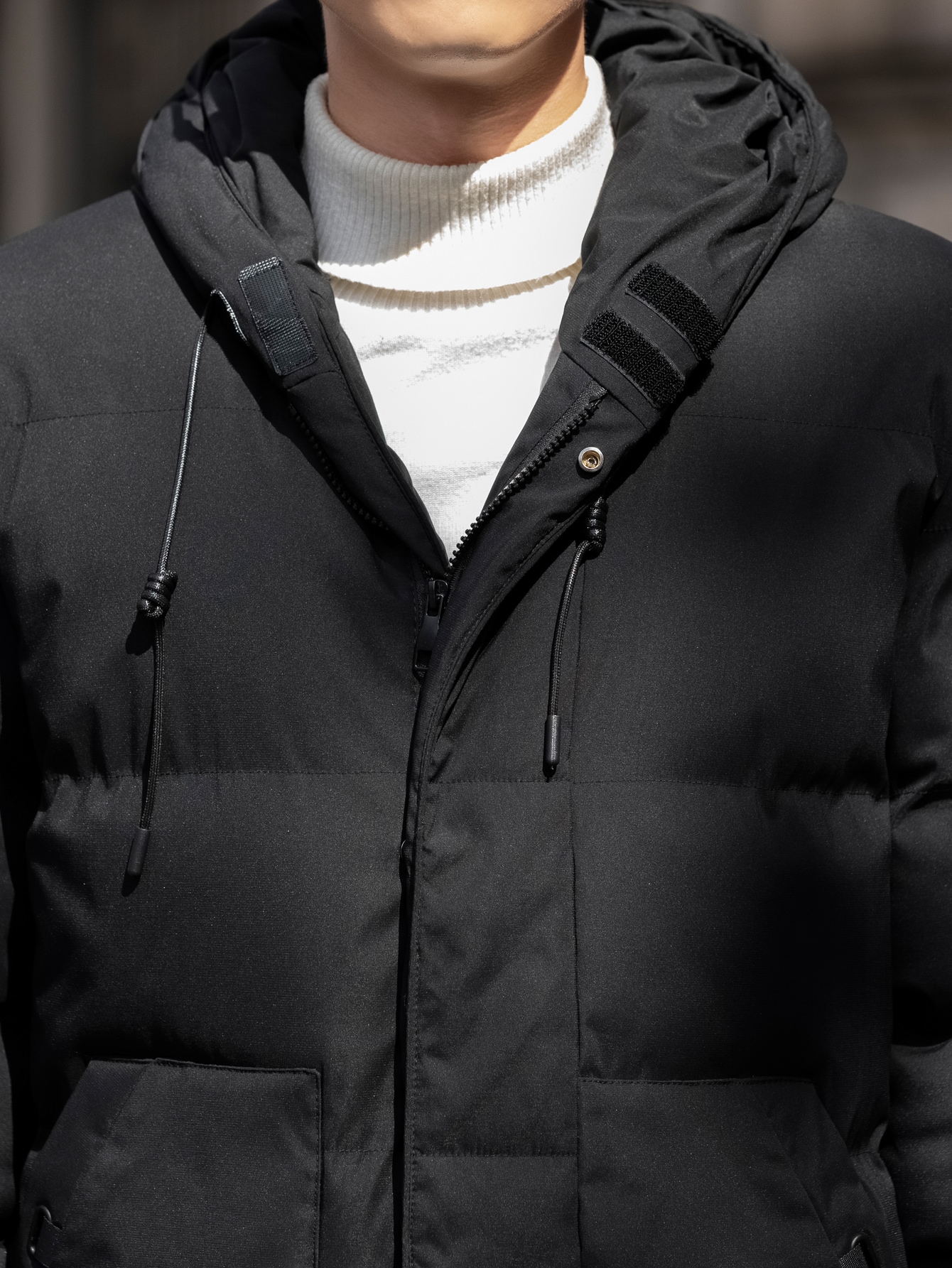 Men Solid Zip Up Drawstring Hooded Puffer Coat | SHEIN EUQS