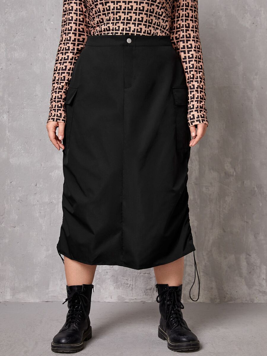 SHEIN LUNE Plus Drawstring Side Skirt | SHEIN USA