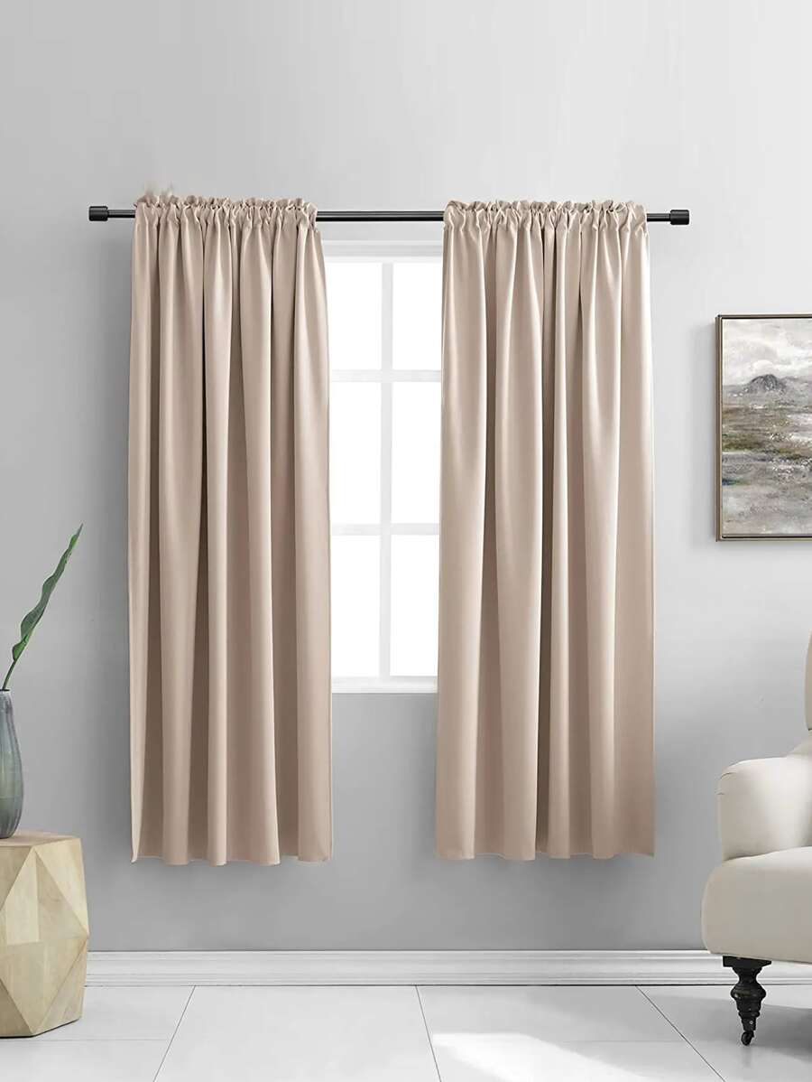 Apricot Single Panel Curtain, Minimalist Fabric Single Panel Blackout ...