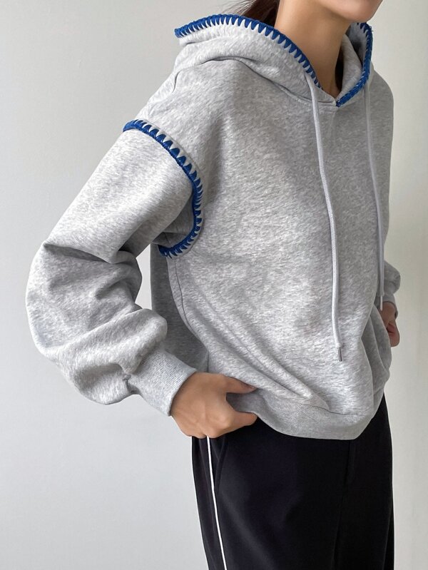 Dazy-Less Drop Shoulder Drawstring Hoodie | SHEIN USA