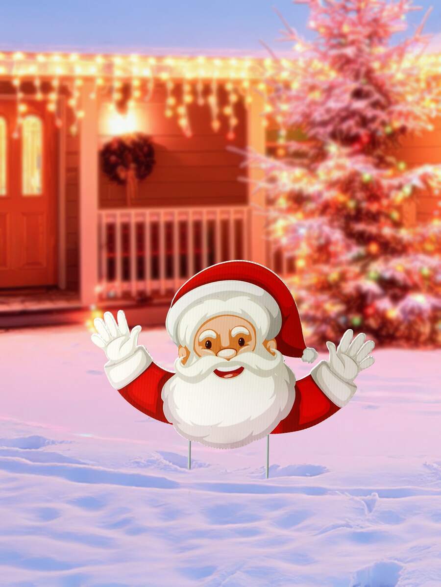 1pc Christmas Santa Claus Shaped Decorative Garden Stake | SHEIN USA