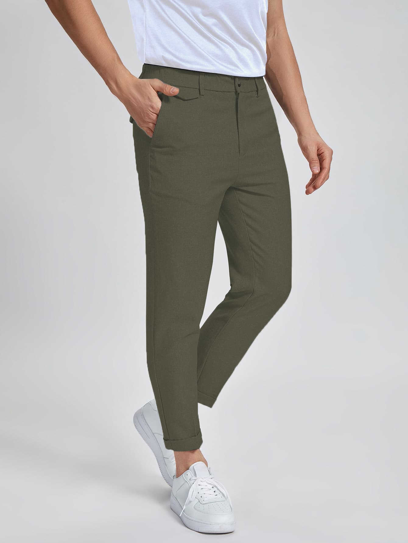 Manfinity Mode Men Solid Zipper Fly Pants | SHEIN USA