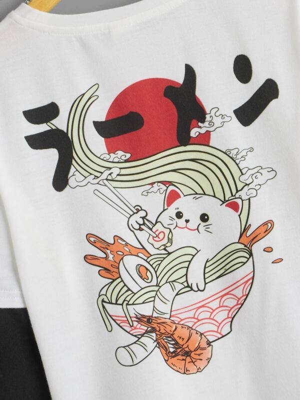 SHEIN Boys Cartoon & Japanese Letter Graphic 2 In 1 Tee | SHEIN UK