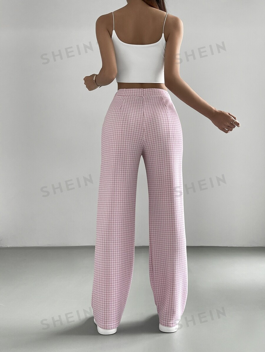 SHEIN EZwear Plaid High Waist Trousers | SHEIN UK