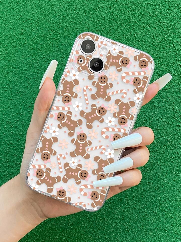 1pc Painted Christmas Gingerbread Man Phone Case Compatible With Iphone ...