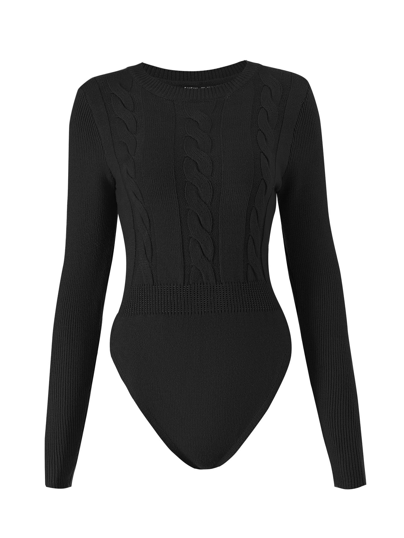 Solid Cable Knit Bodysuit