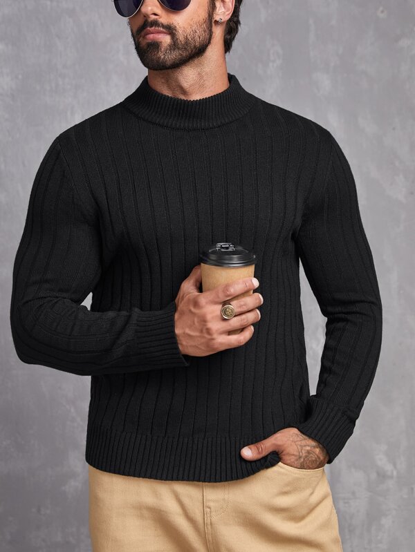 Manfinity Homme Men Turtleneck Ribbed Knit Sweater | SHEIN USA Manfinity Homme Men Turtleneck Ribbed Knit Sweater | SHEIN USA