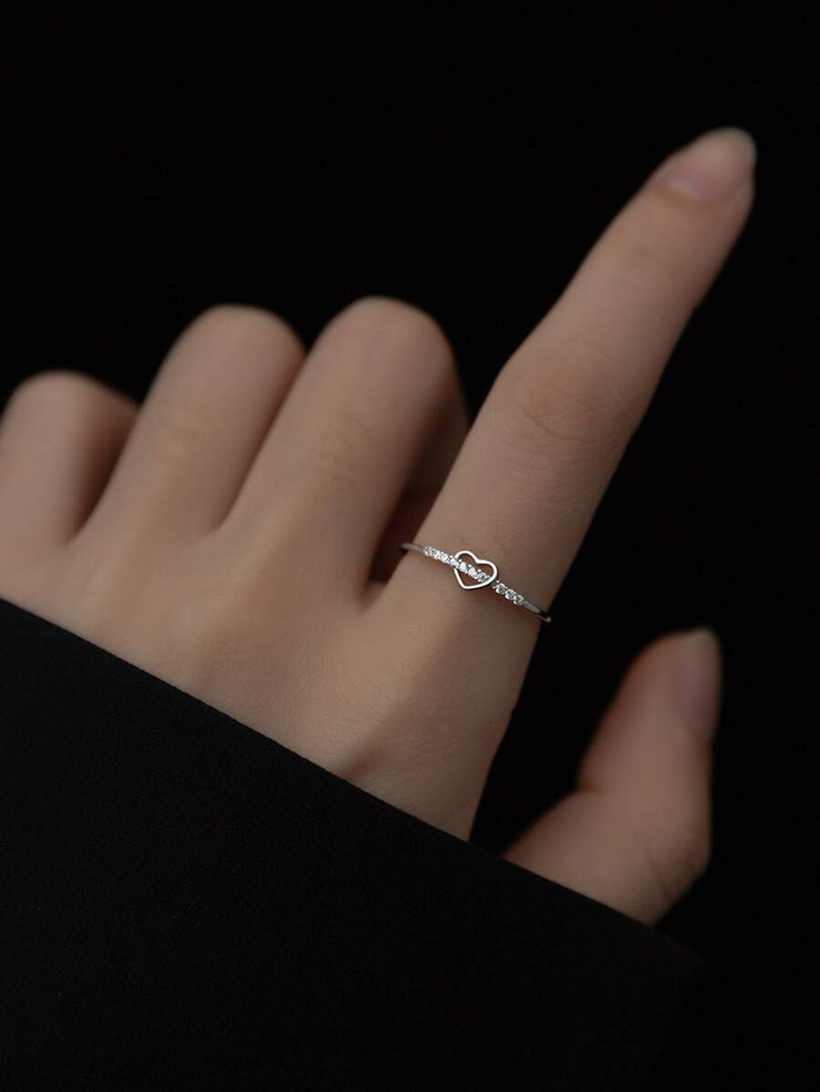 Rhinestone & Heart Decor Ring Valentines | SHEIN USA