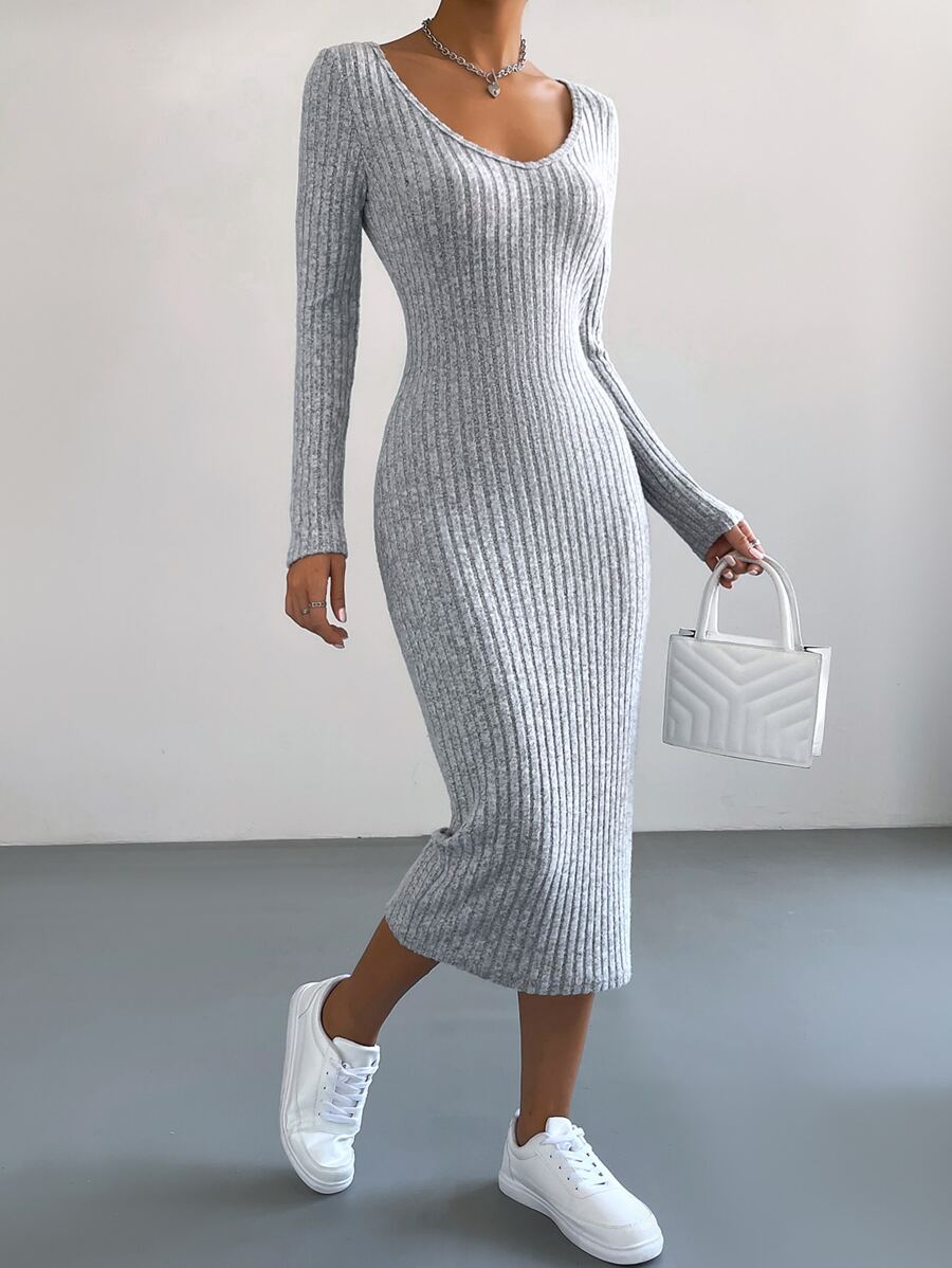 SHEIN Essnce Ribbed Knit Bodycon Dress | SHEIN USA