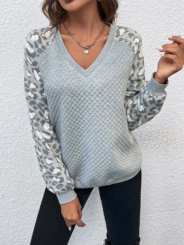 Shein Lune Allover Print Raglan Sleeve Sweatshirt Shein Uk