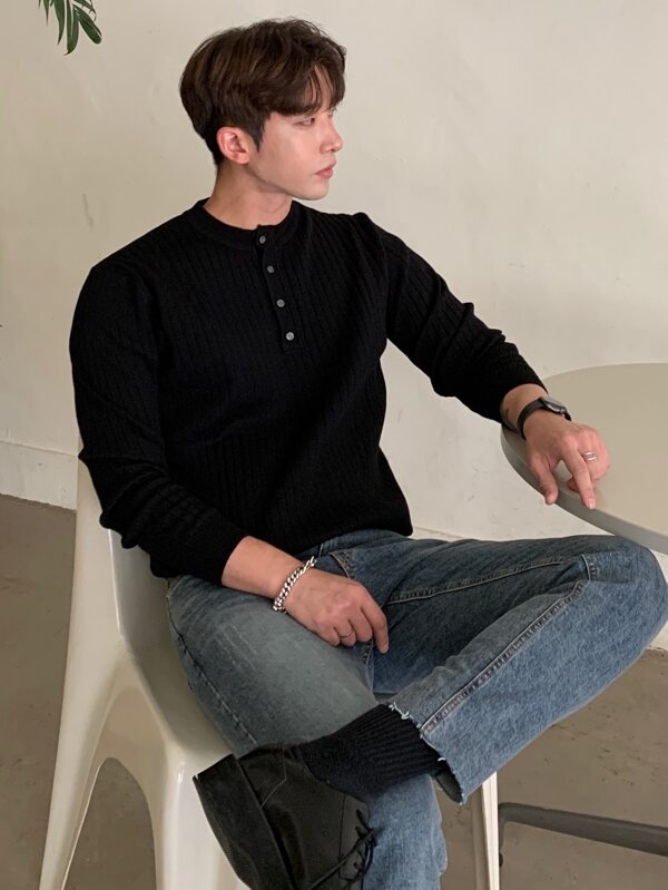 DAZY Men Half Button Ribbed Knit Sweater | SHEIN USA