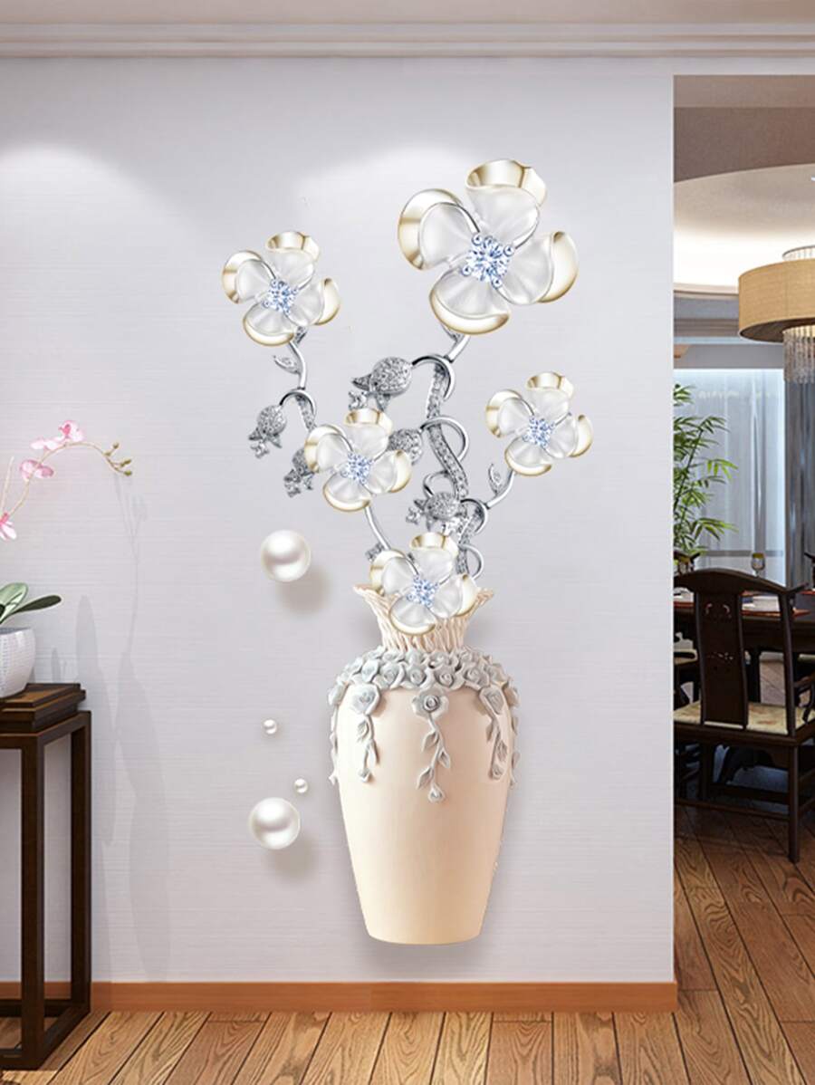 Floral Pattern Wall Sticker, Self Adhesive Wall Art Decal For Home ...