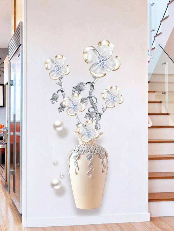 Floral Pattern Wall Sticker, Self Adhesive Wall Art Decal For Home ...