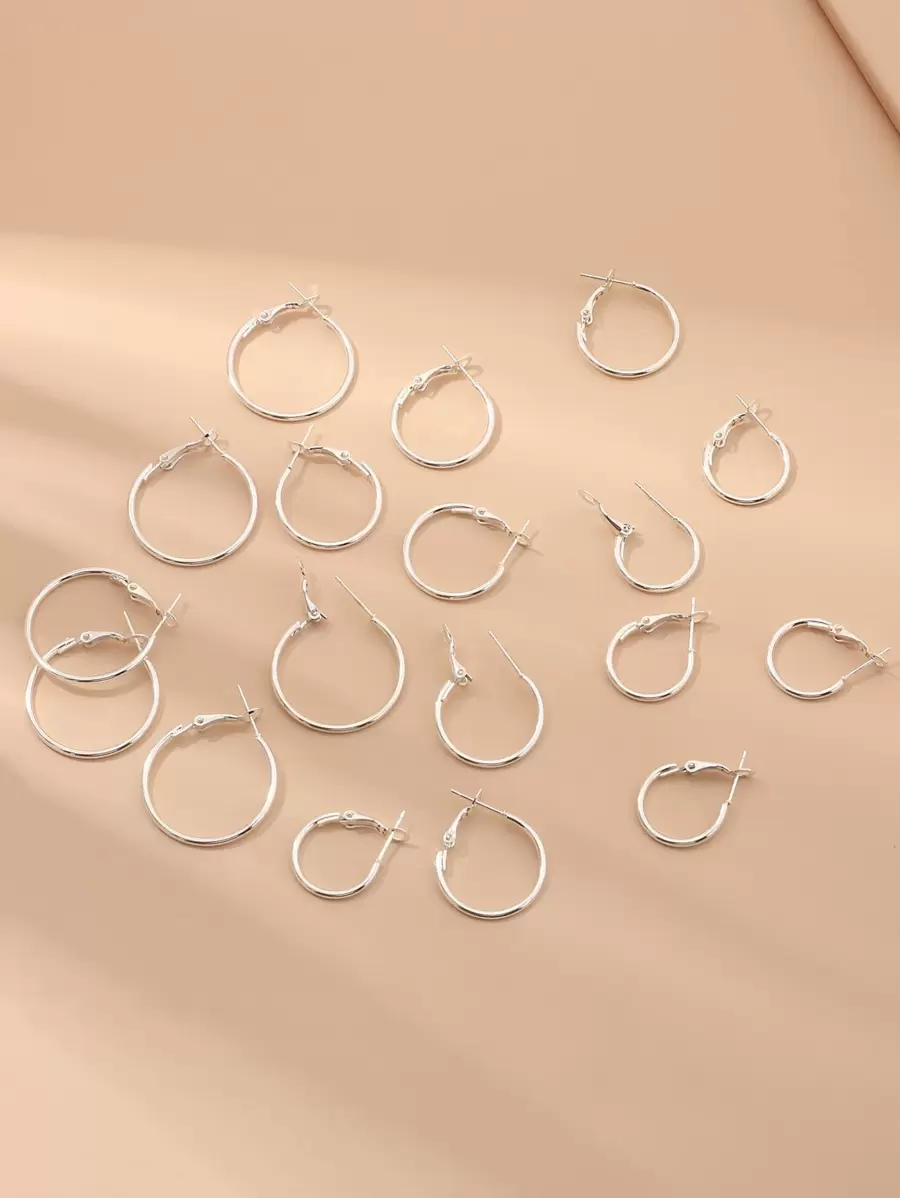 SHEIN ICON 9pairs Minimalist Hoop Earrings | SHEIN USA