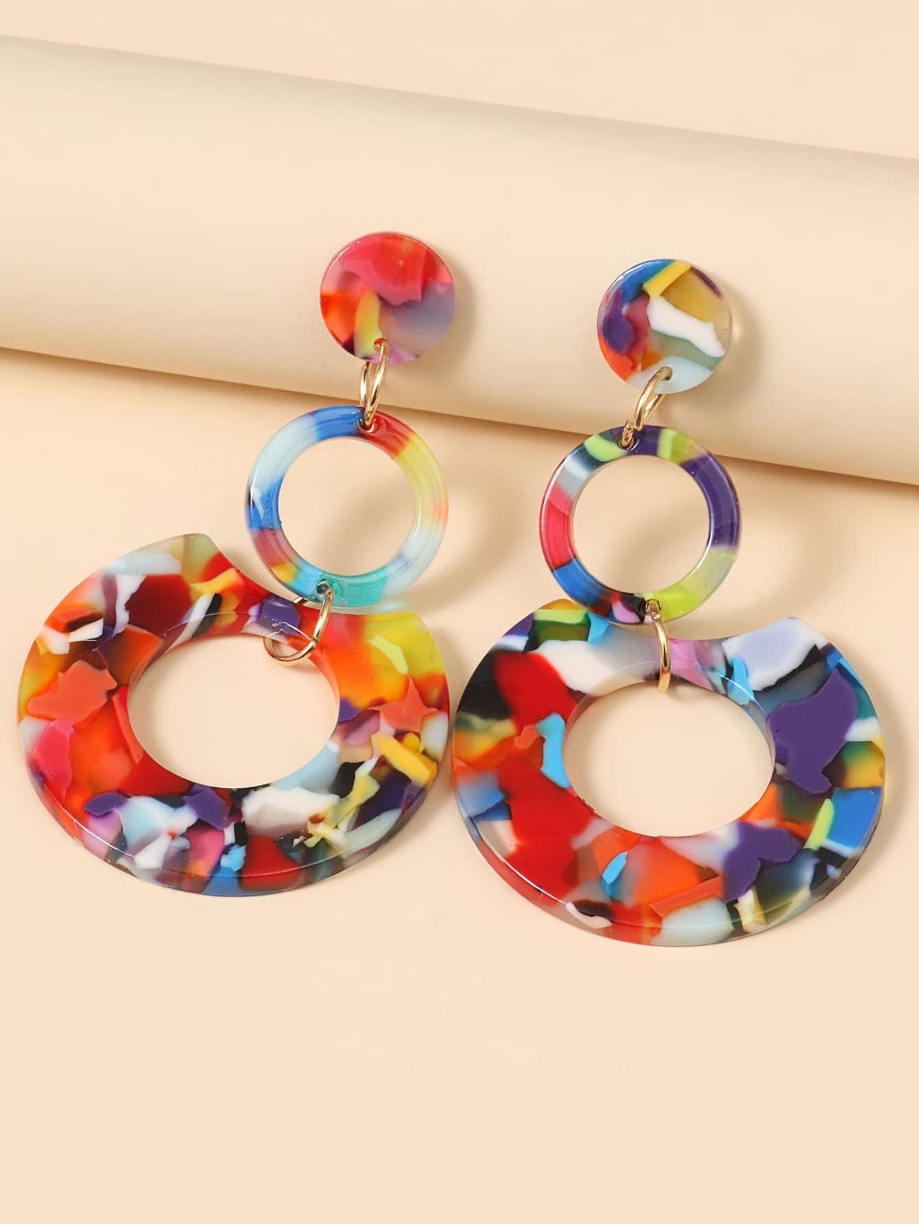 Color Block Round Drop Earrings | SHEIN USA