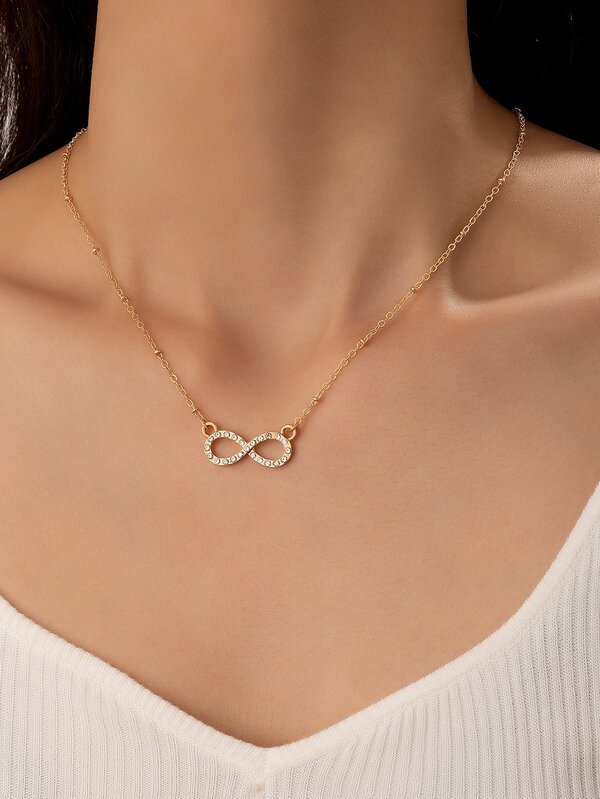 Rhinestone Infinity Charm Necklace | SHEIN UK