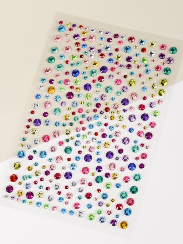 1 Sheet Of Multisize Silver/white/pink/colorful 3d Imitation Gemstone ...